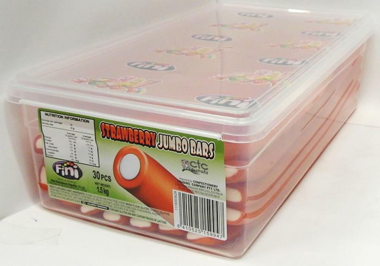 Fini Jumbo Bars Strawberry 30 Pcs – Horse Torque & Lollies