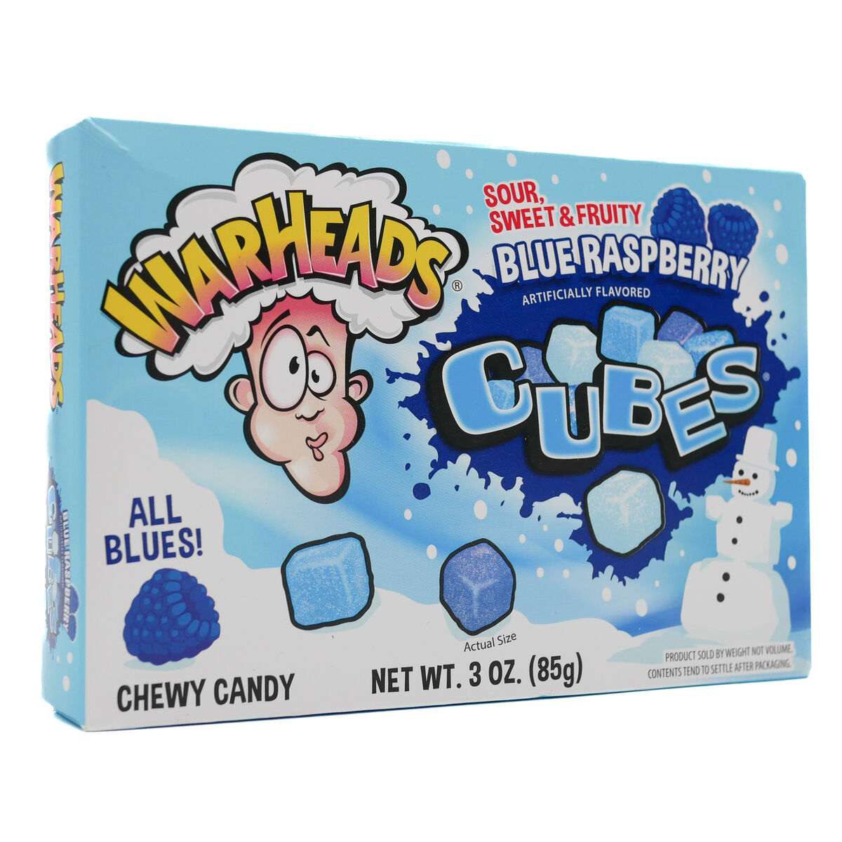 Warheads Blue Raspberry Cube Theatre box 99g x 12 – Horse Torque & Lollies
